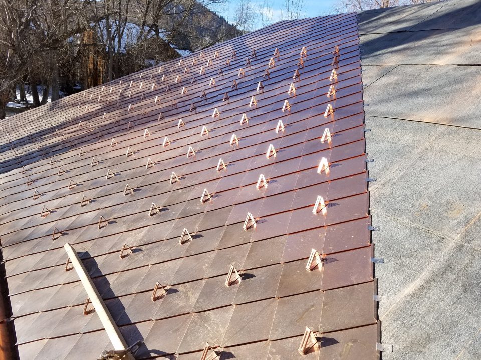 Copper snow hooks for copper shingle roofs | Spengler Industries