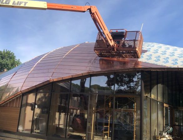 abstract roof lines on a radius roof | Spengler Industries